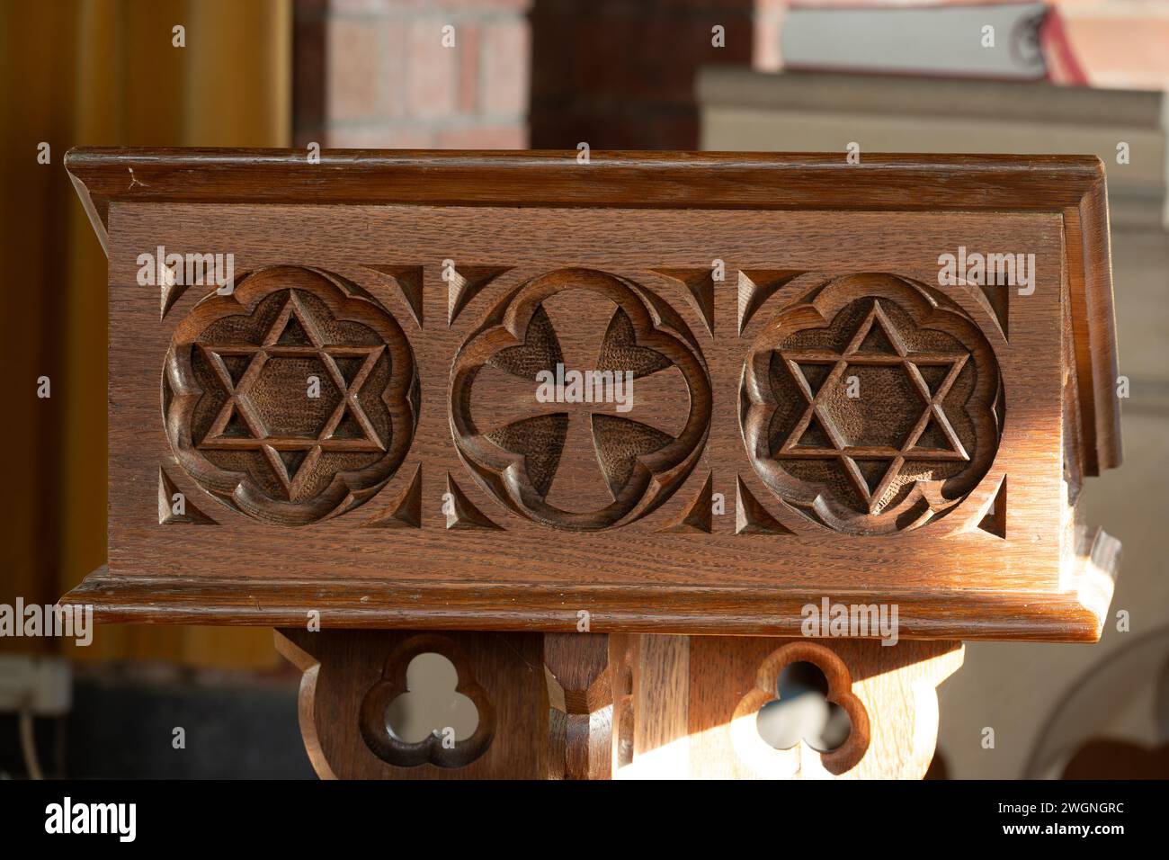 Wooden lectern detail with Star of Davis, St. Peter ad Vincula Church ...