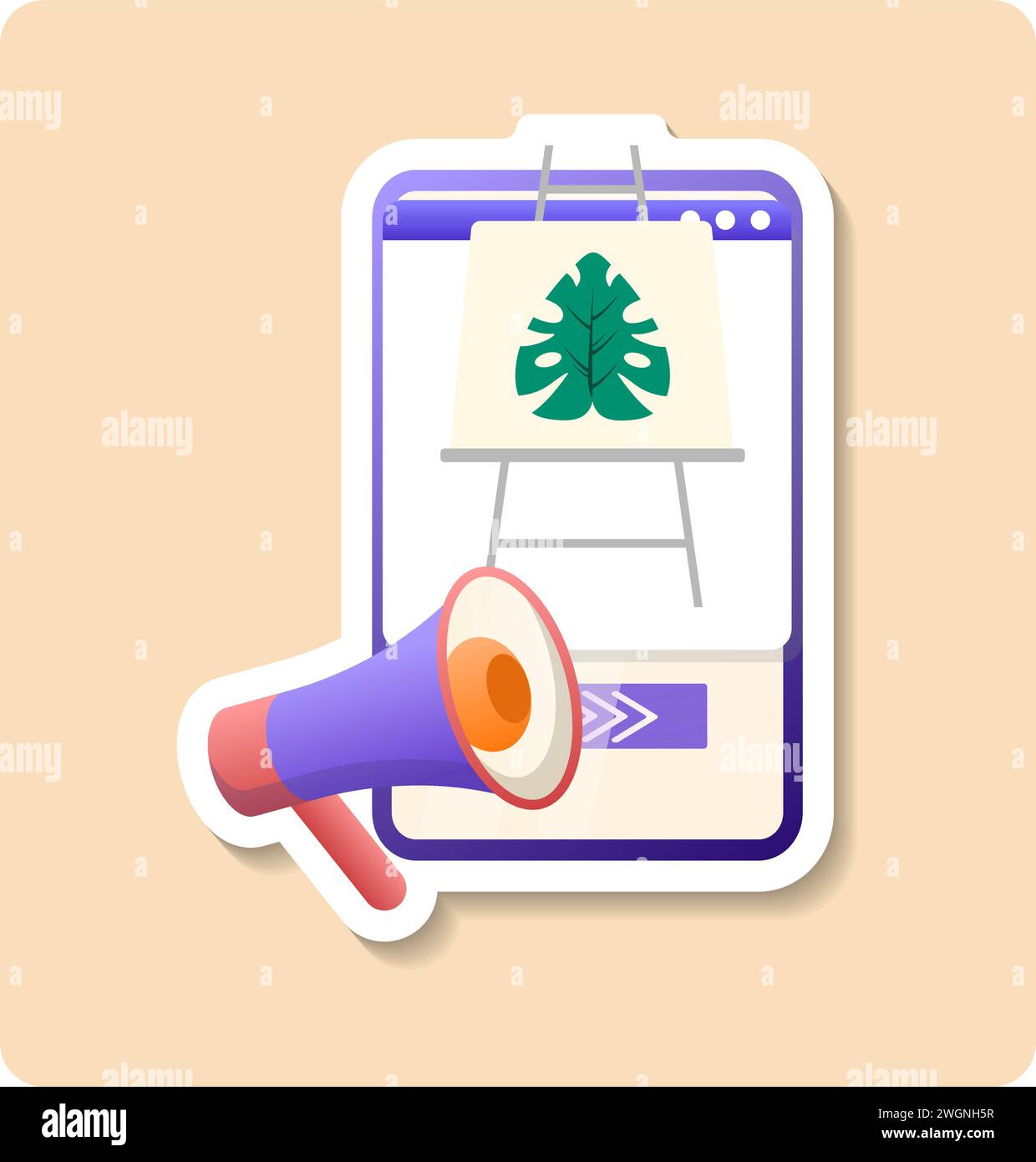 Promotion sticker illustration. Professional speaker with megaphone ...