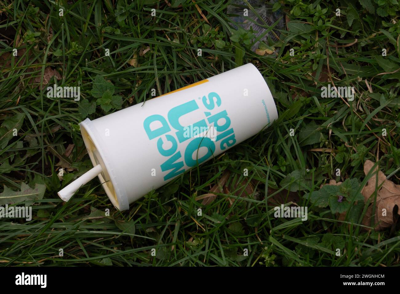 Bedfont, UK. 5th February, 2024. Discarded McDonald's litter in Bedfont ...