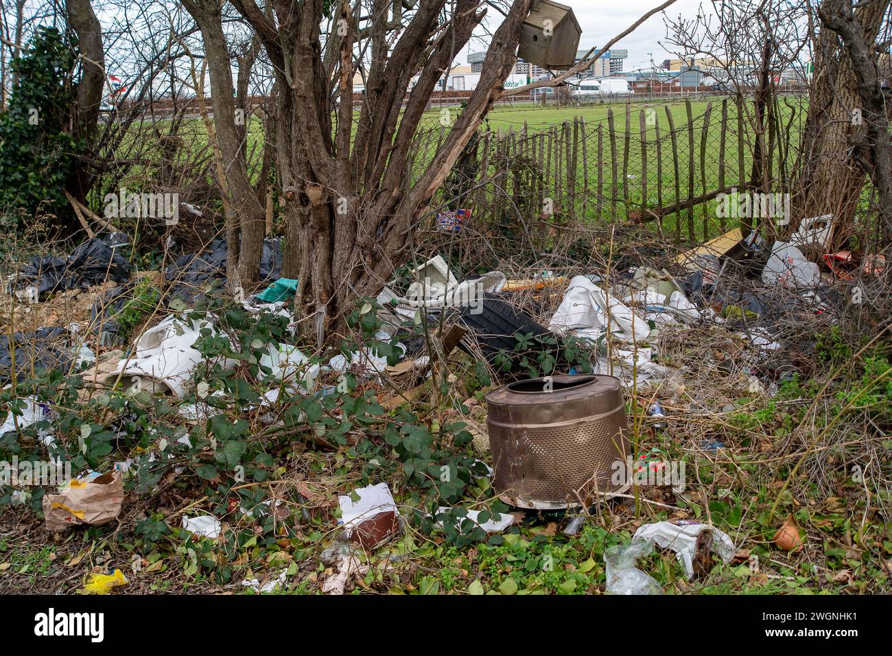 Bedfont, UK. 5th February, 2024. Fly-tipping and household litter in ...