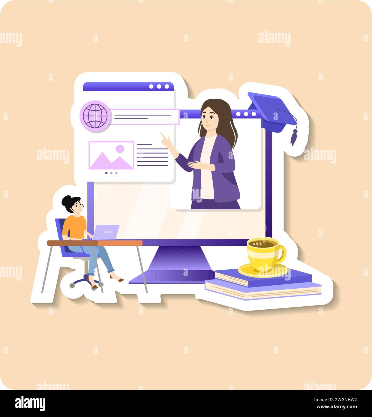 Online courses sticker illustration. Illustrated online courses concept ...