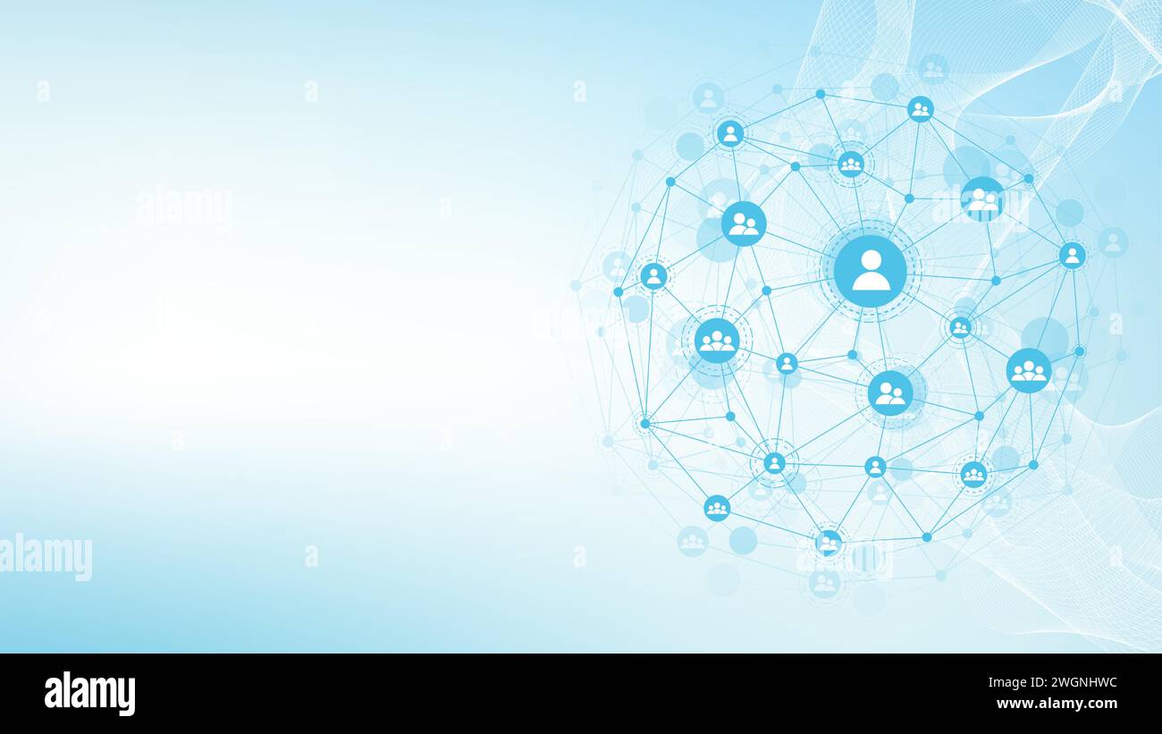 Global network connection concept. Big data visualization. Social ...