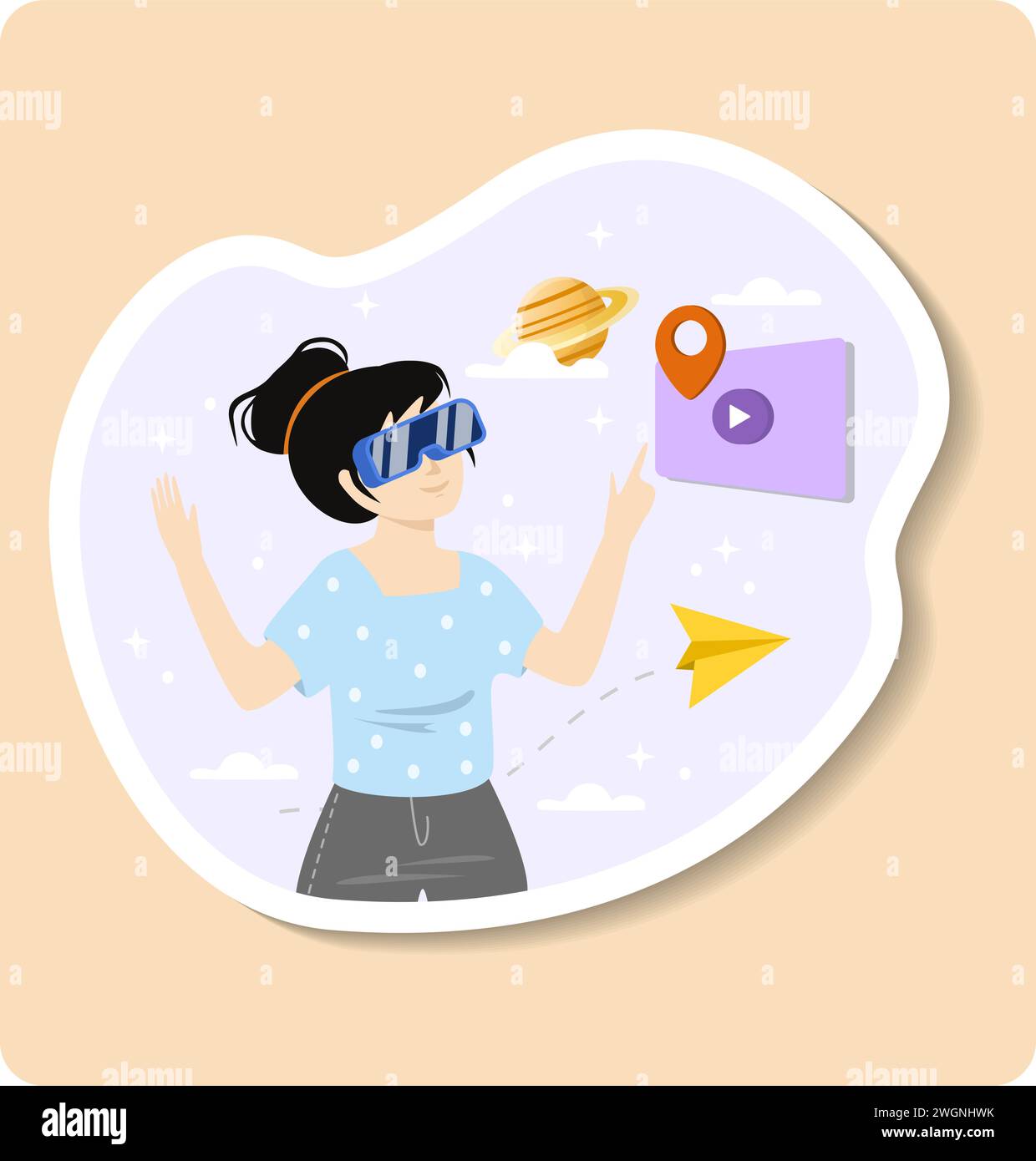 Interactive simulations sticker illustration. Cyberspace. Metaverse ...