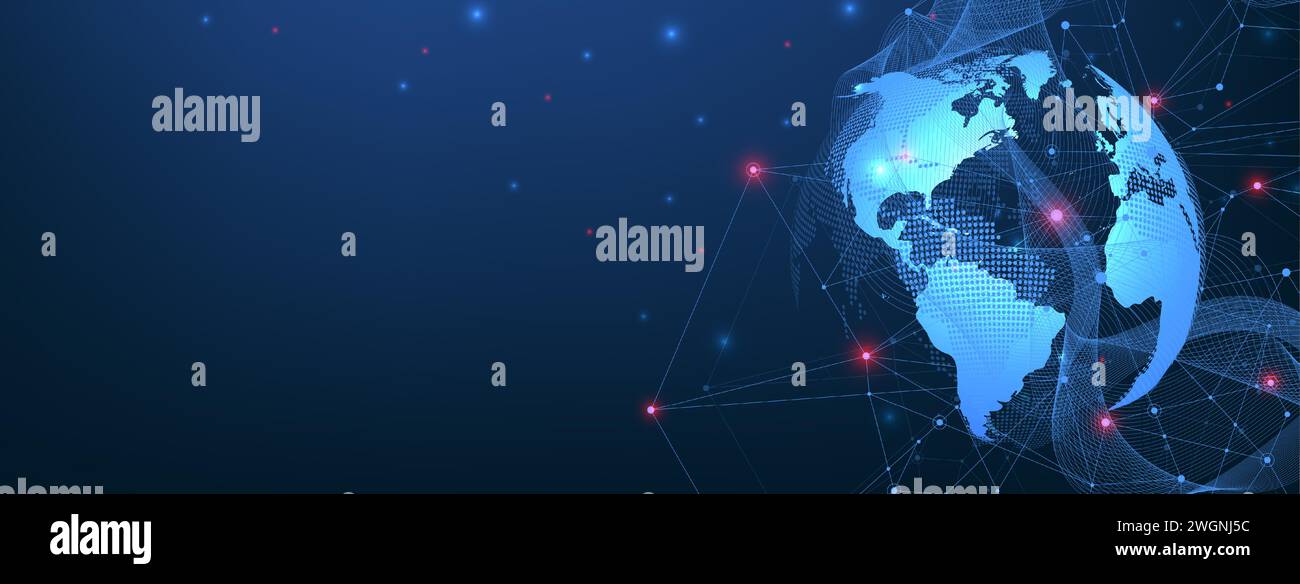 Global network connection concept. Big data visualization. Social ...