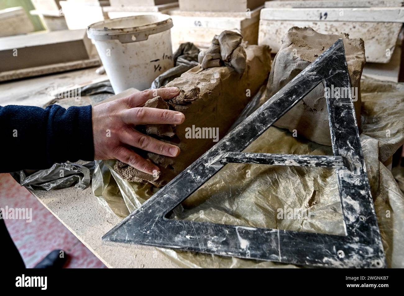 ZAPORIZHZHIA, UKRAINE - FEBRUARY 05, 2024 - Chamotte clay used in ...