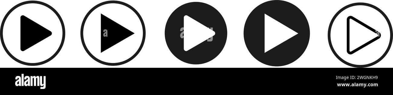Play icons are set in different styles, and video play button signs are ...
