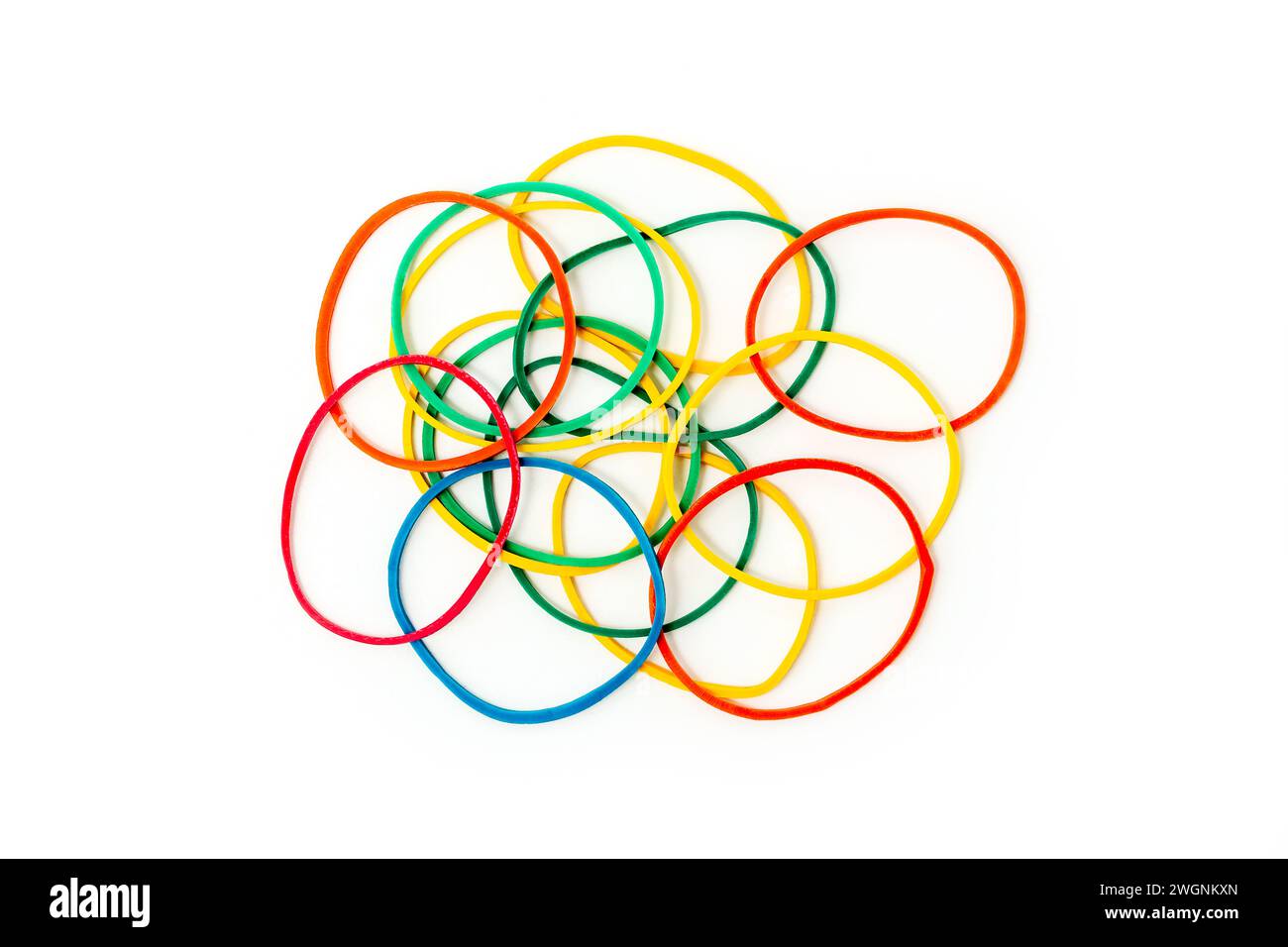 Colorful rubber bands isolated on white background Stock Photo - Alamy