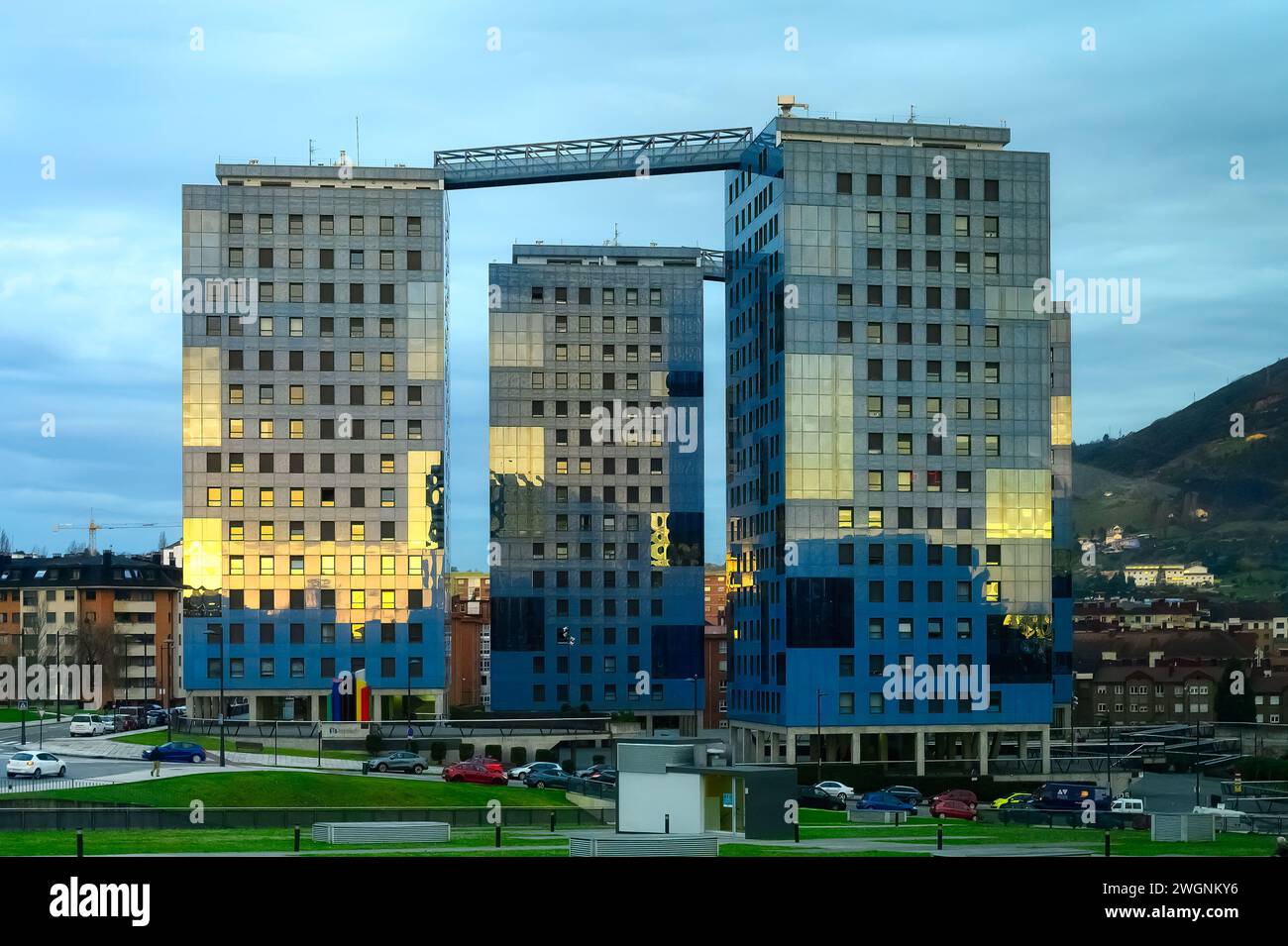 OVIEDO, SPAIN, modern architecture exterior in a residential building ...