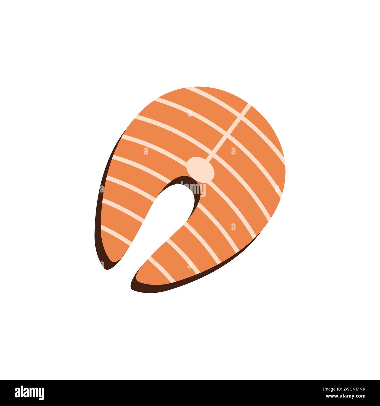Salmon slice, one piece of fish for cooking healthy food vector ...