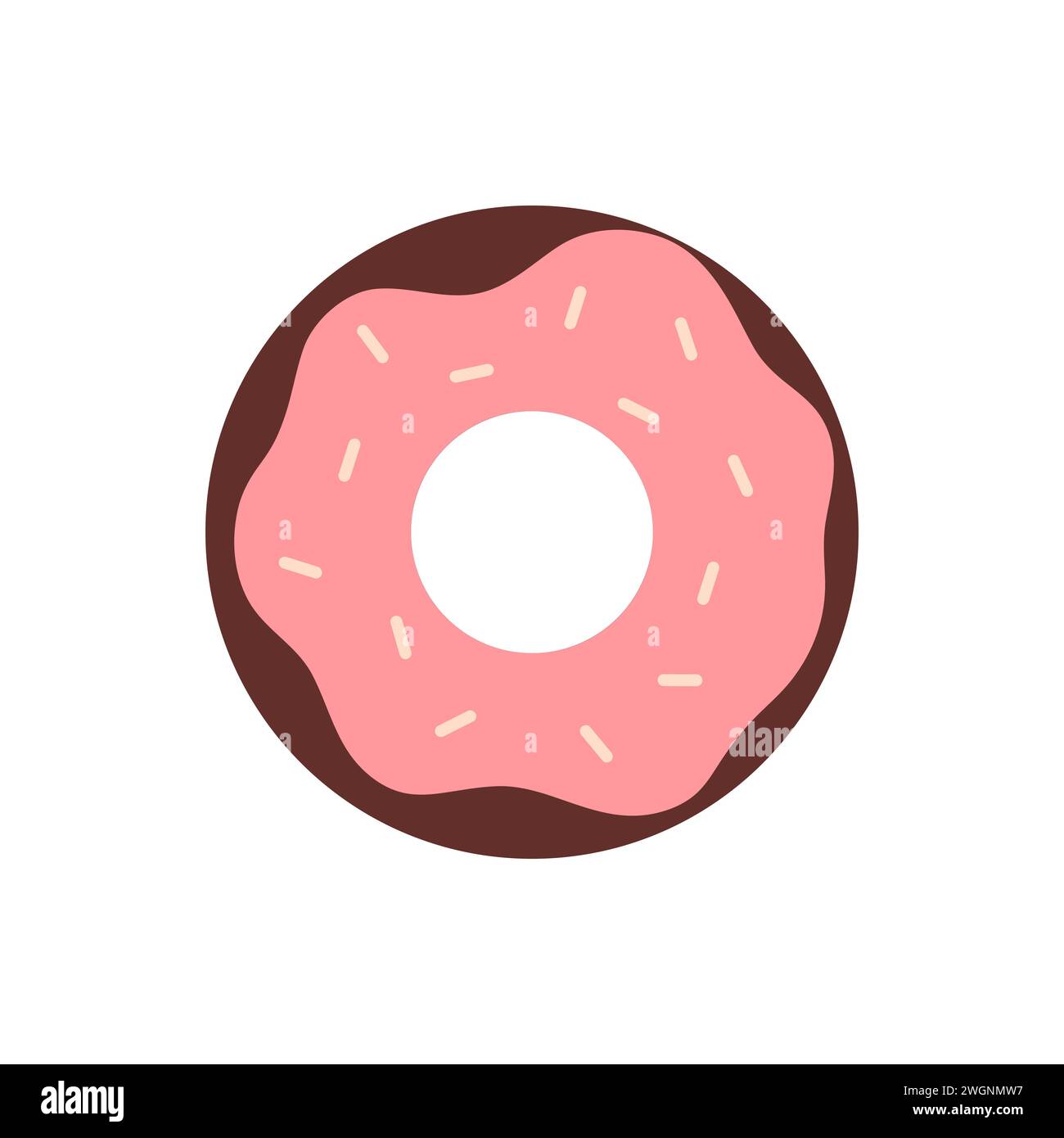 Donut, round doughnut with strawberry glaze, candy and chocolate ...