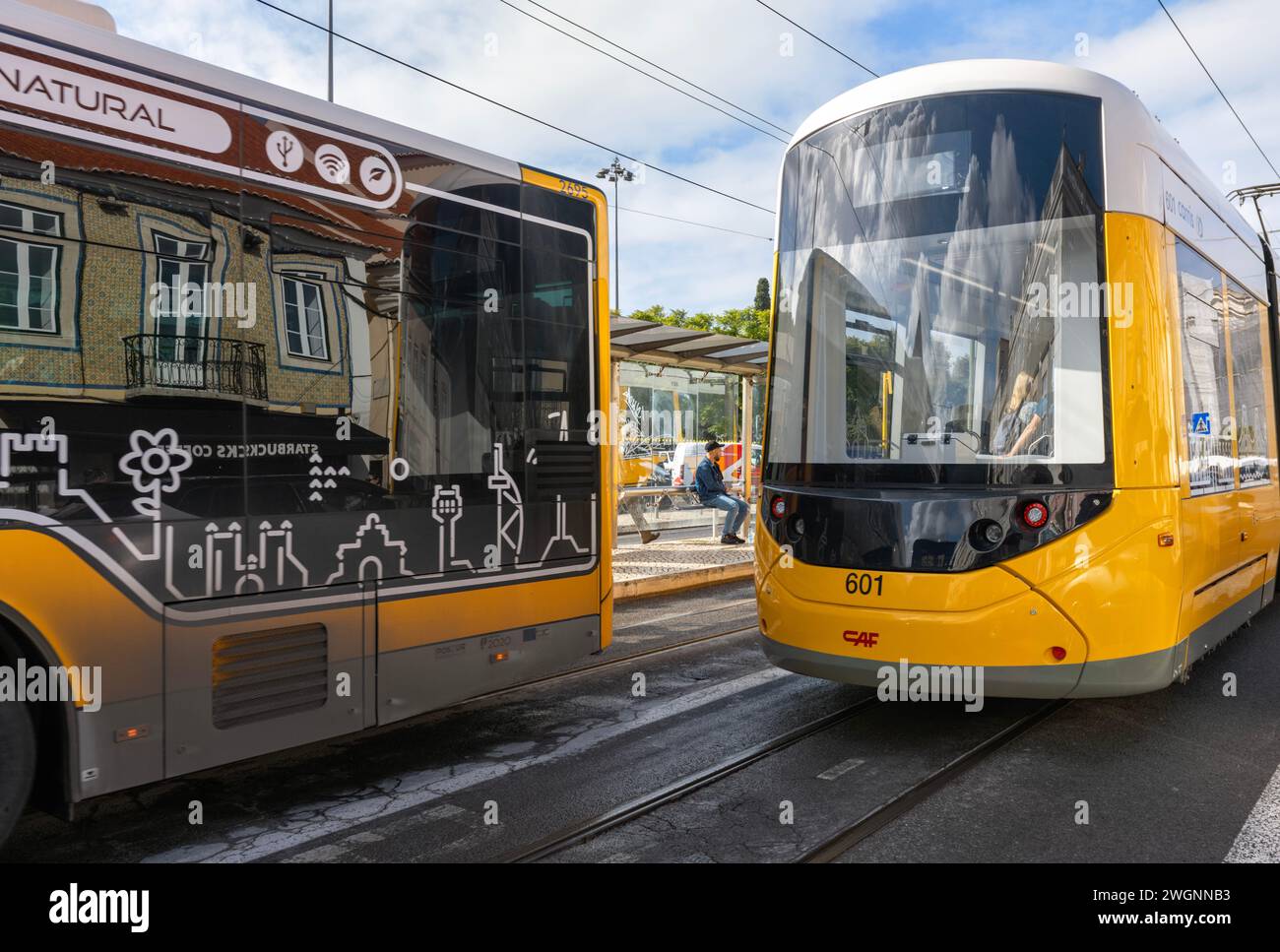 Bright yellow modern trams lisbon hi-res stock photography and images ...