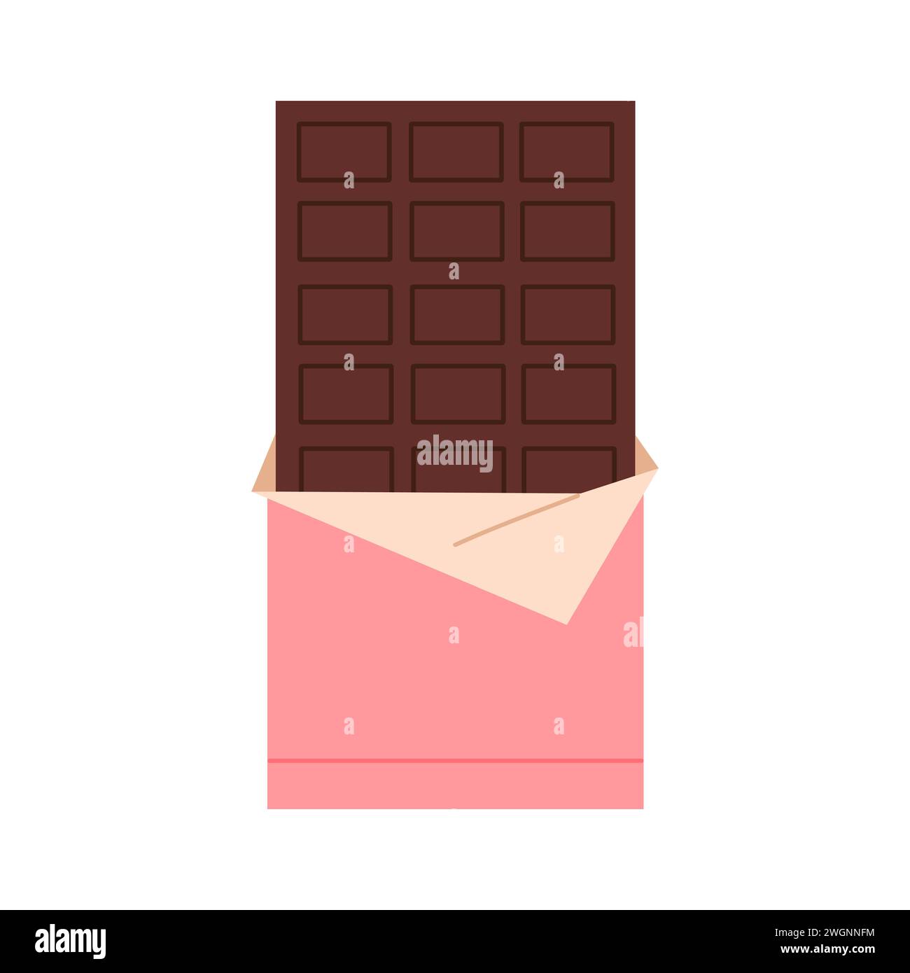 Open chocolate bar with pink wrapper, package with sweet snack vector ...