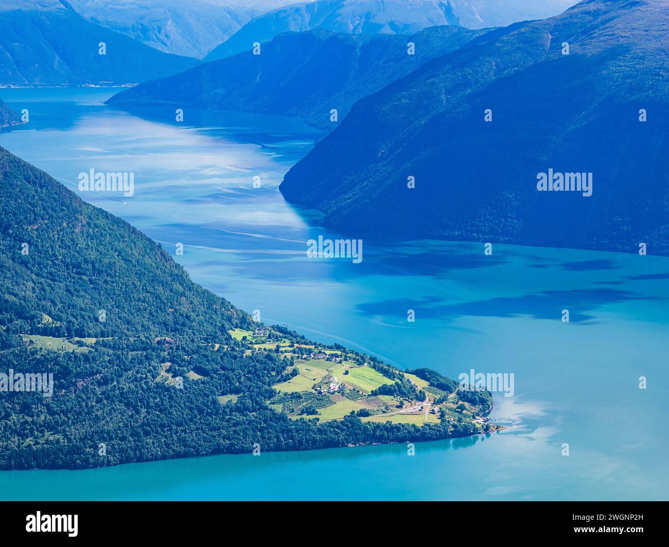 This image captures a breathtaking view of a Norwegian fjord ...
