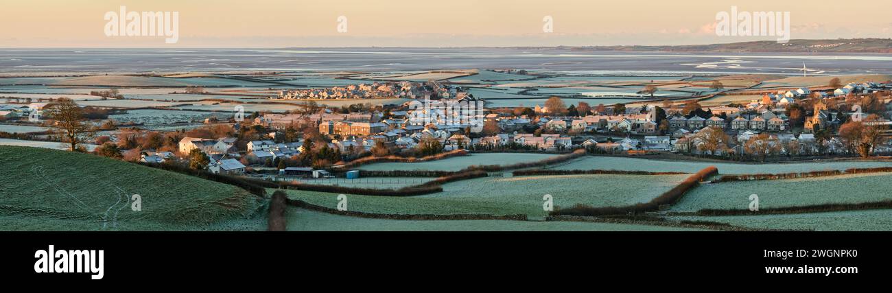 Panorama of Flookburgh, Cark and Ravenstown, with Morecambe Bay in the ...