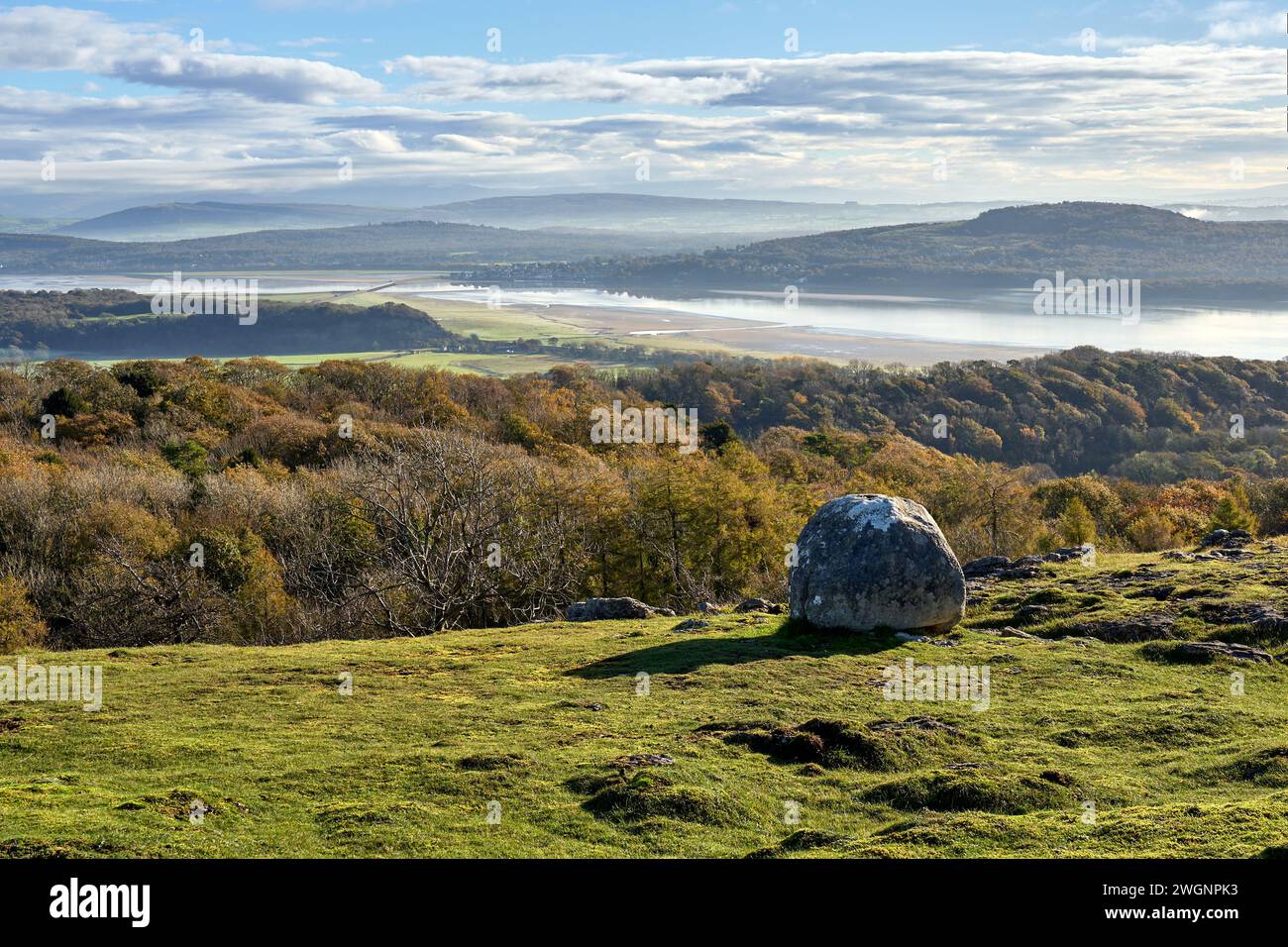 Arnside and the river Kent estuary viewed from Hampsfell Stock Photo ...