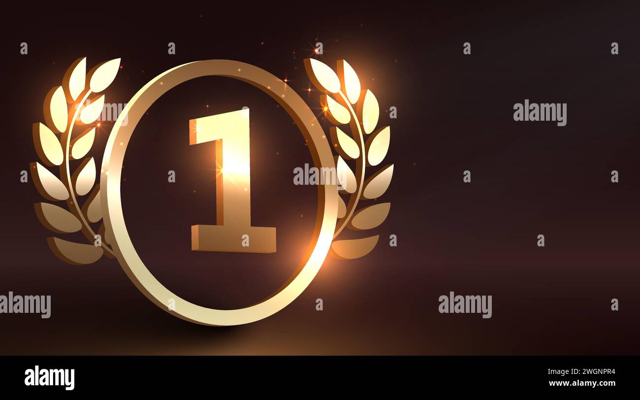 Golden first place award sign. Number 1. Best choice. Vector ...