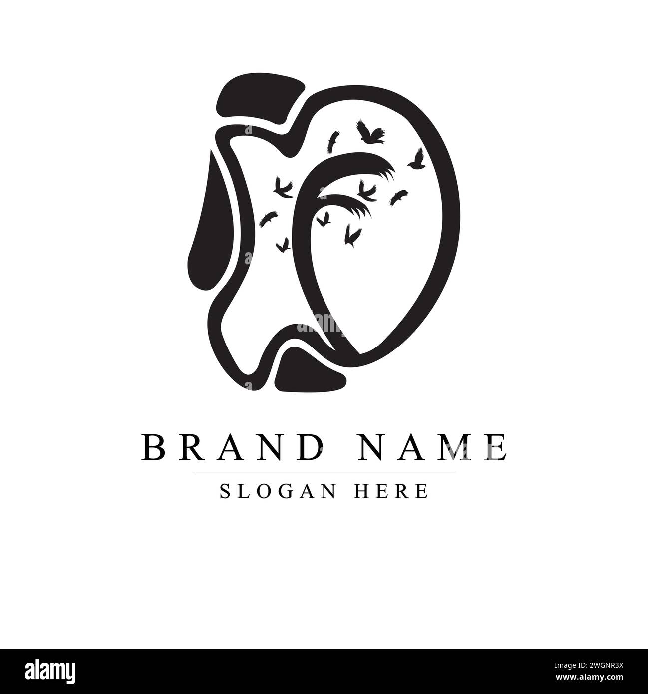 DF Logo Letter with Flock of Birds Flying and Disintegrating from the ...