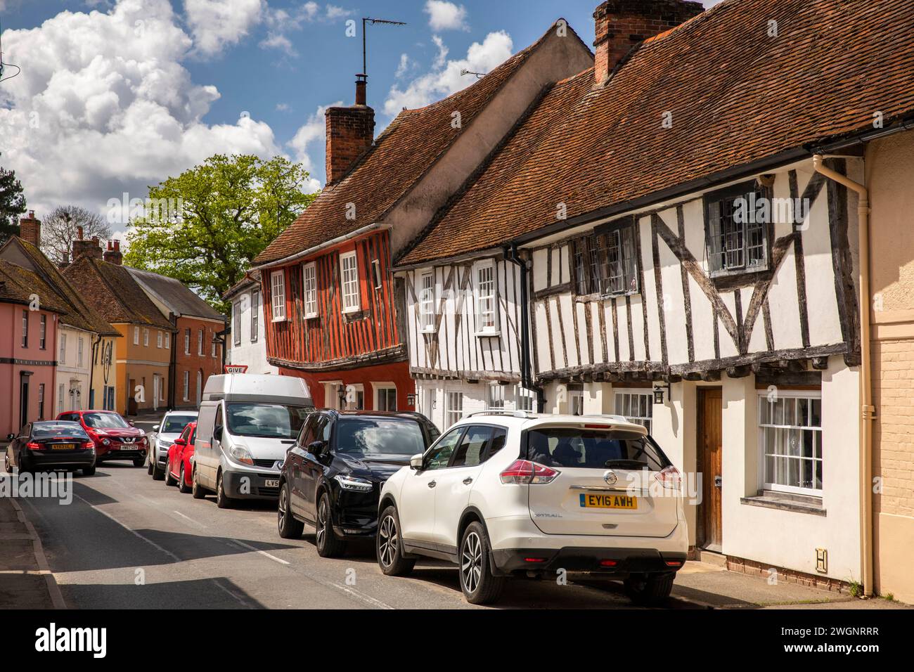 UK, England, Suffolk, Nayland, Bear Street, historic timber framed ...