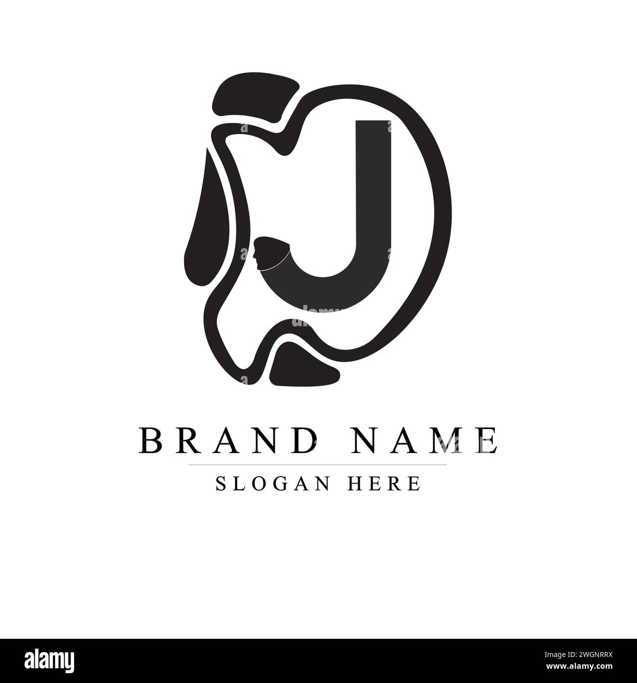 initials letter DJ logo design vector illustration template, Minimal DJ initial based vector ...