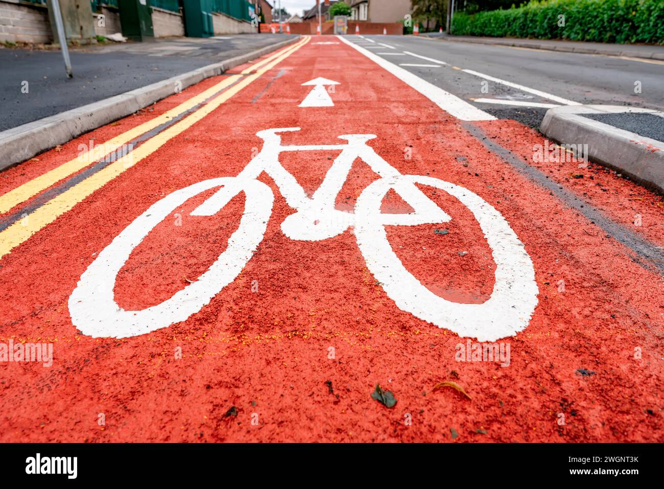 New cycling path made of red asphalt as part of 10 minutes city ...