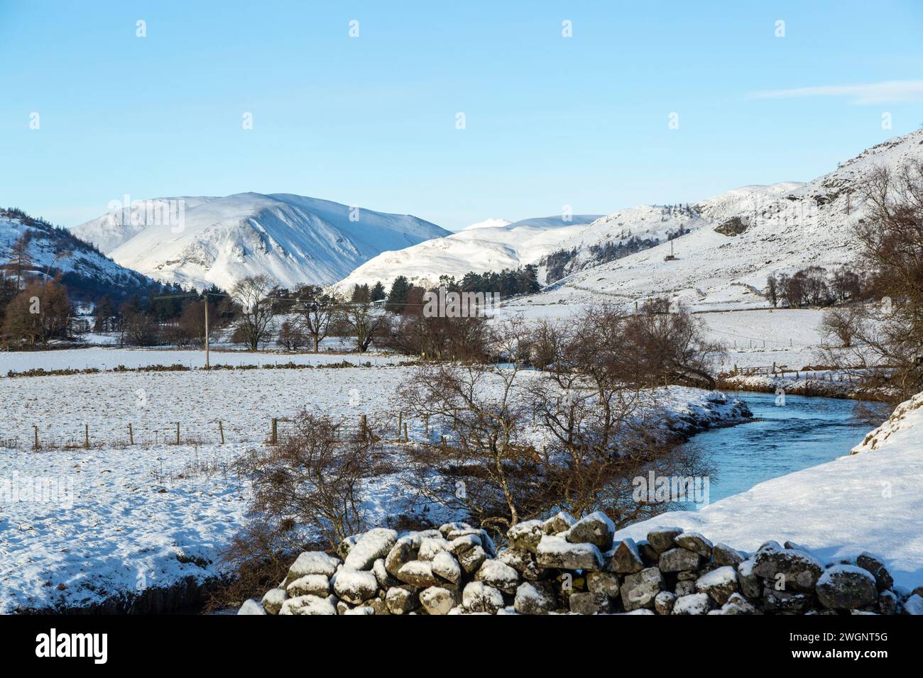 The River Shee or Shee Water running through a snowy Glen Shee ...