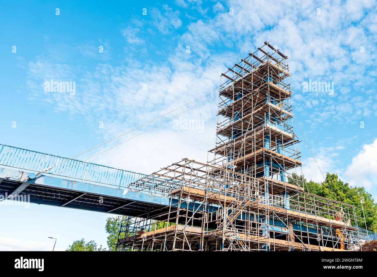 Scaffolding erected around bridge during repairing Stock Photo - Alamy