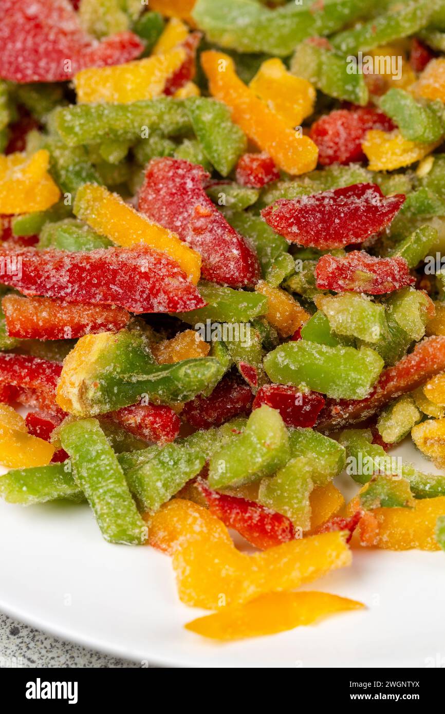 Frozen Sliced Mixed Peppers Stock Photo - Alamy