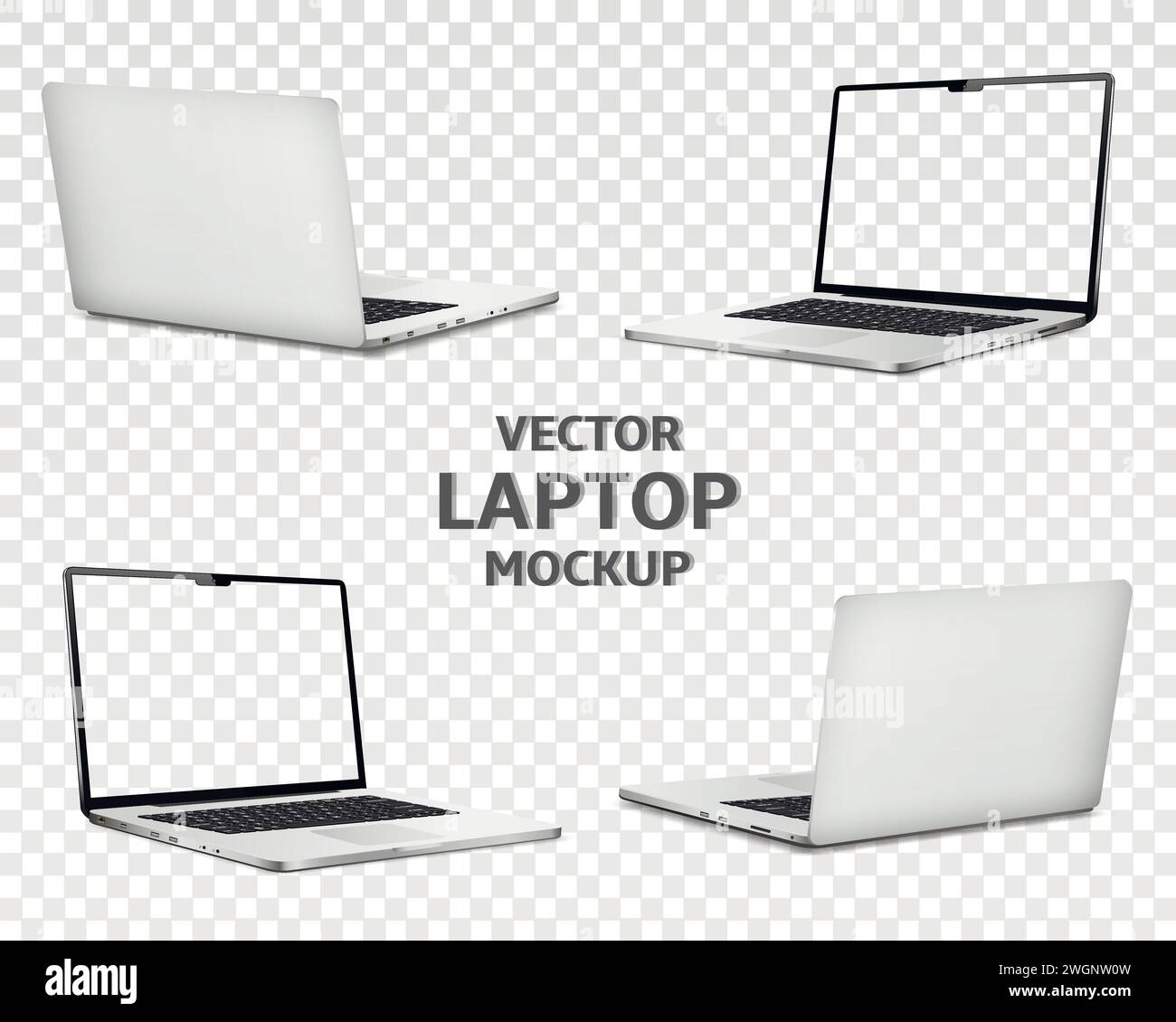 Laptop mockup with transparent screen on transparent background Stock ...