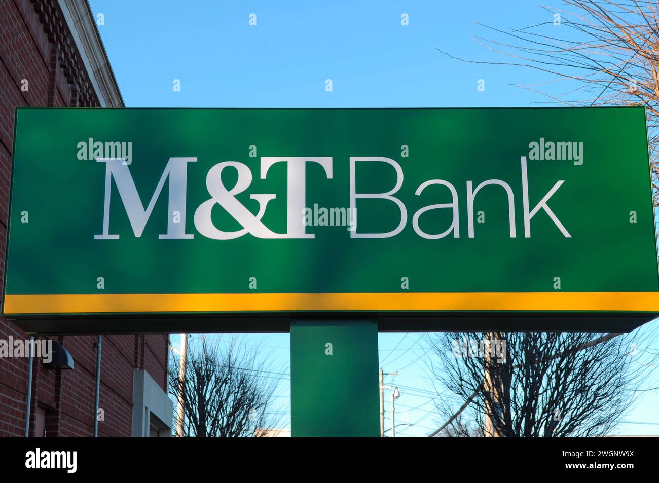 The M&T Bank logo is seen outside of an M&T Bank in the neighborhood of ...