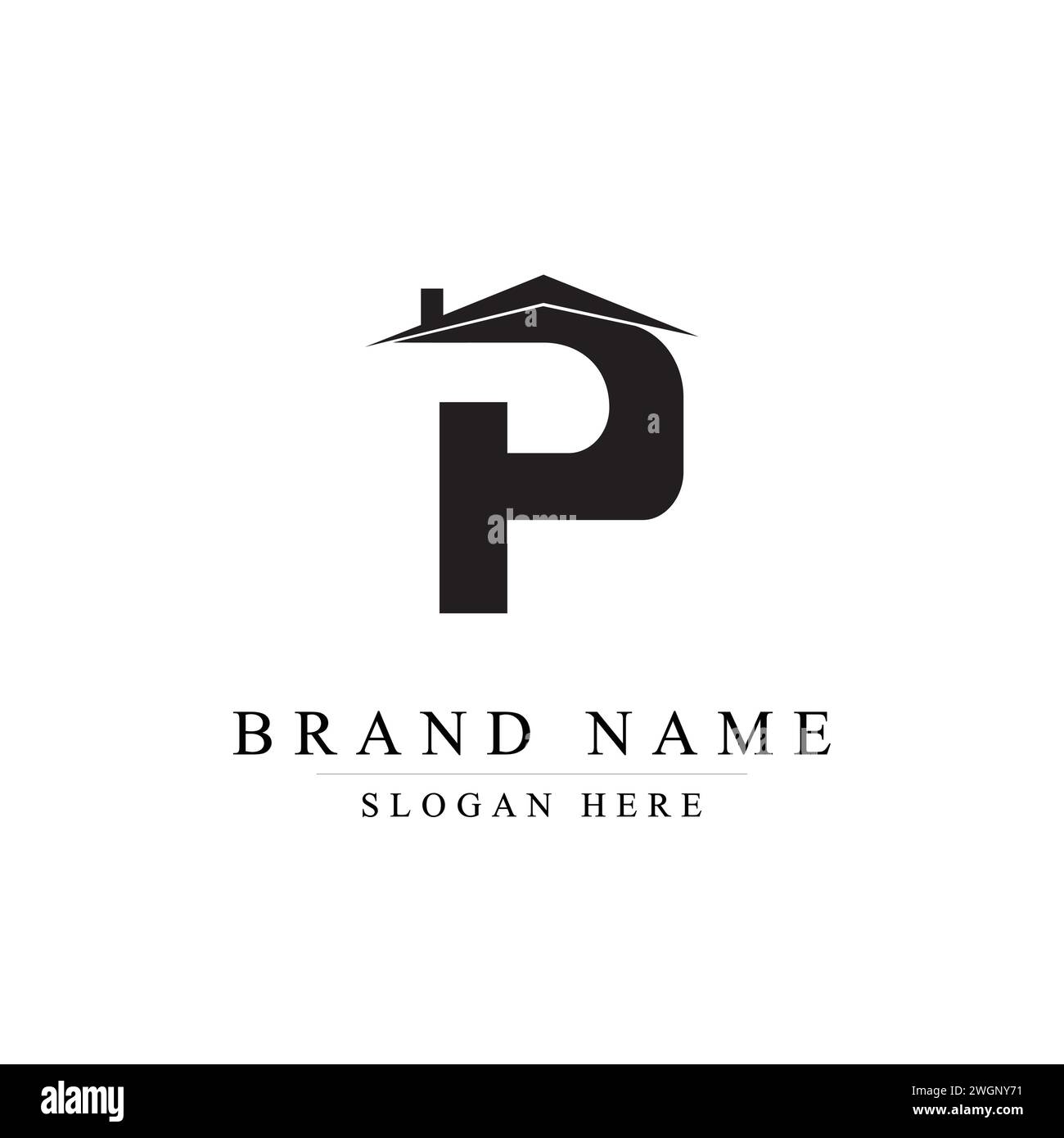 connected real estate home with alphabet letter P logo design Stock ...