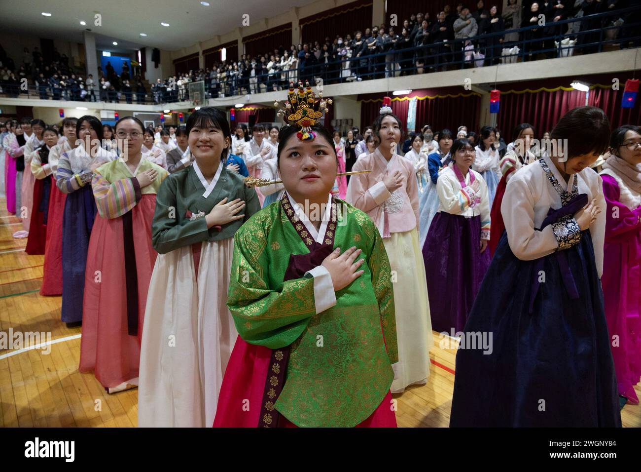 Seoul, South Korea. 6th Feb, 2024. Graduates wearing traditional ...