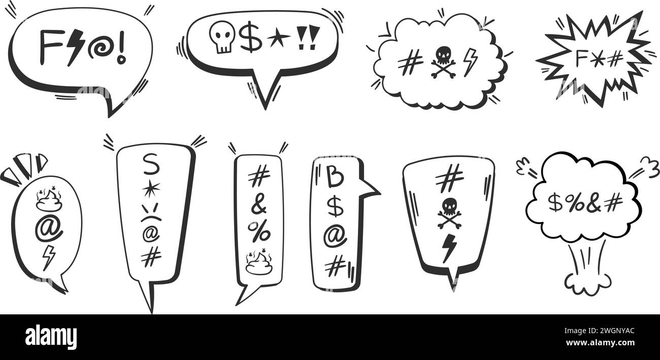 Swear speech bubble Collection. Censored text in dialogue chat box ...