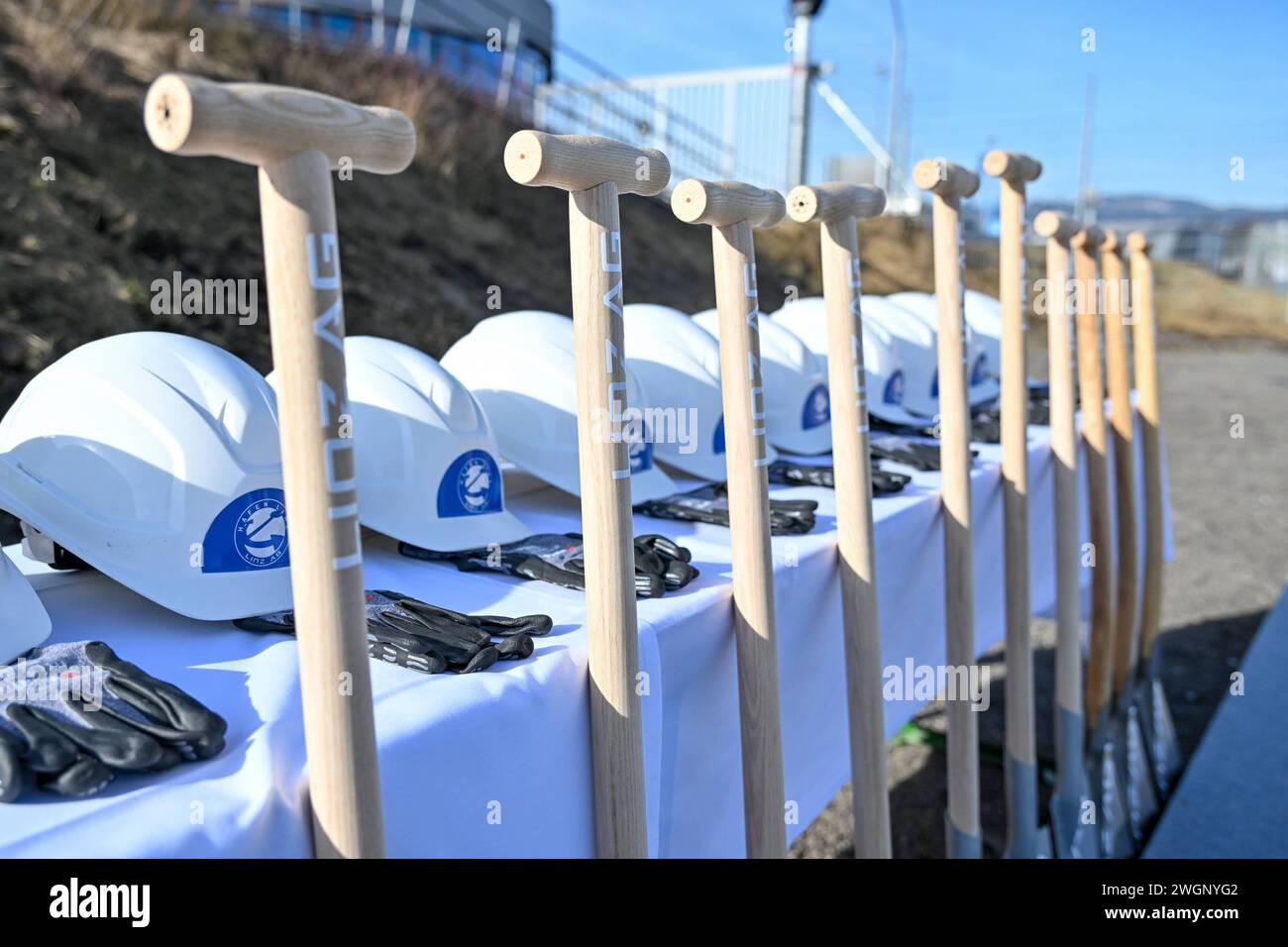 Spatenstich Hochwasserschutz Hafen Linz, 06.02.2024, Hafen Linz, AUT ...