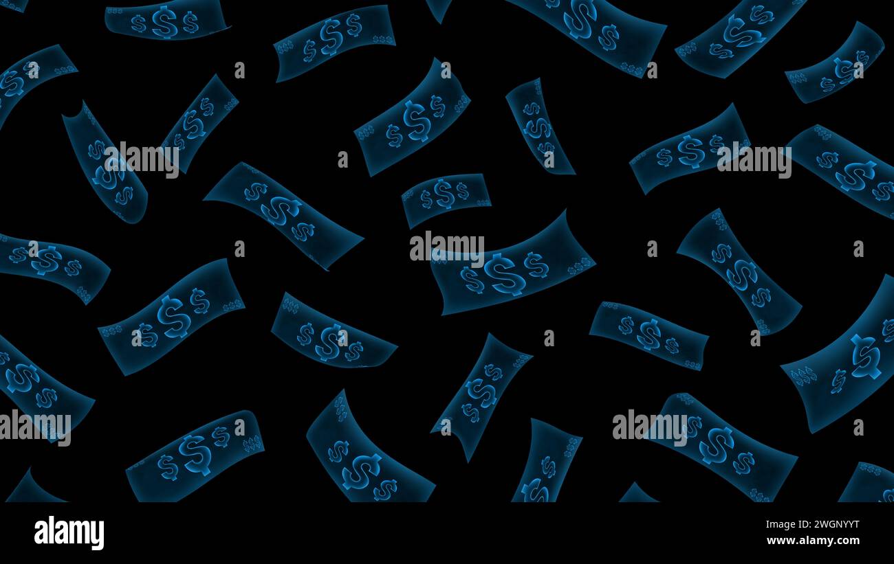US dollar falling holographic blue futuristic money with Stock Photo ...
