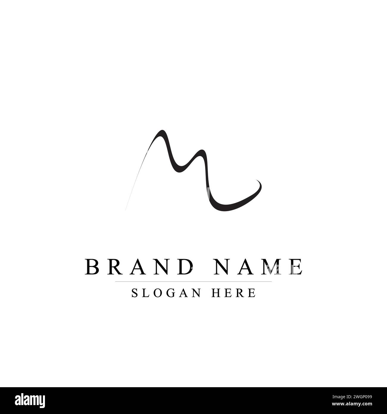 Letter M handwritten logo vector design template on a white background ...