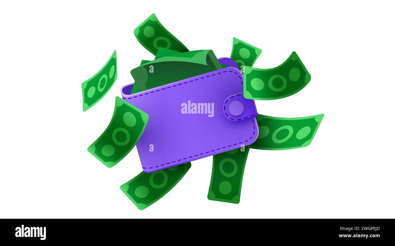 Wallet full of money Stock Vector Images - Alamy
