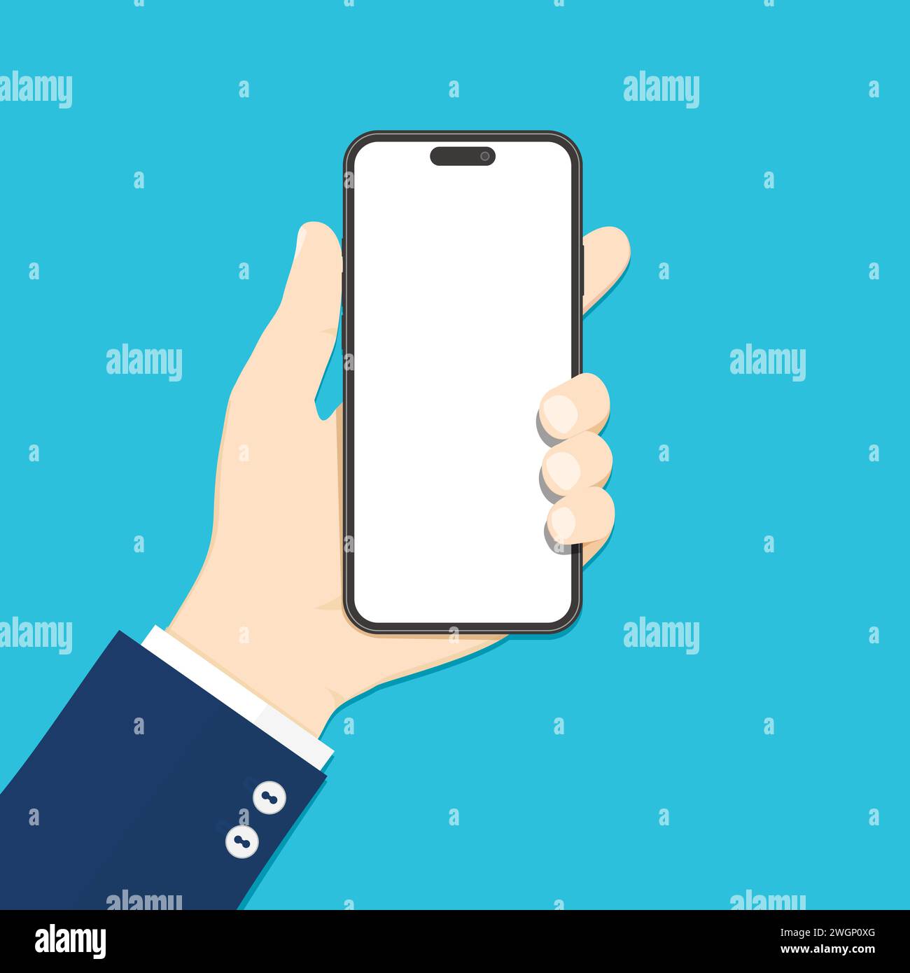 Hand Holding Cellphone Flat Vector Illustration Stock Vector Image