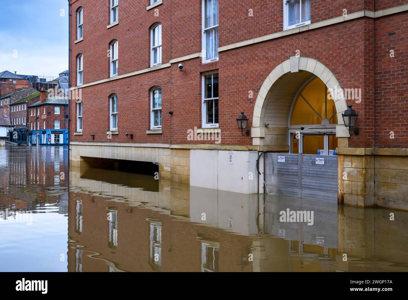River Ouse burst banks after heavy rain (riverside submerged, high ...