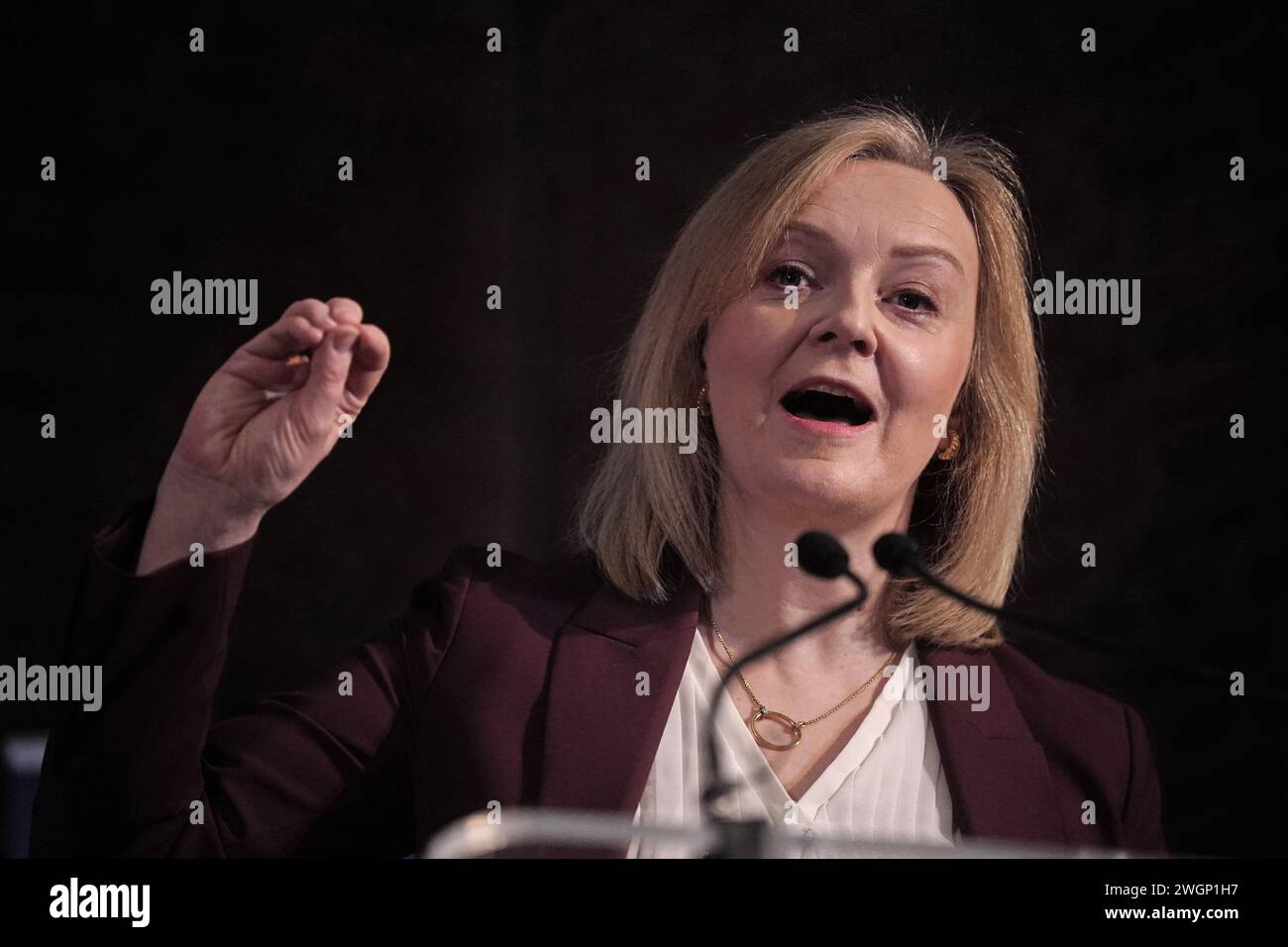 Former prime minister Liz Truss during the launch of the Popular ...