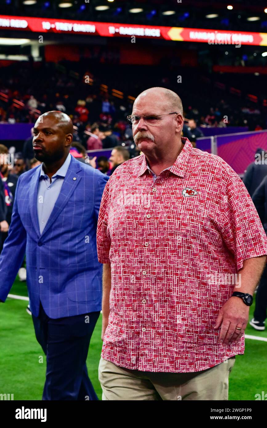 Las Vegas, Nevada, USA, February 5, 2024 - Andy Reid Head Coach of the ...