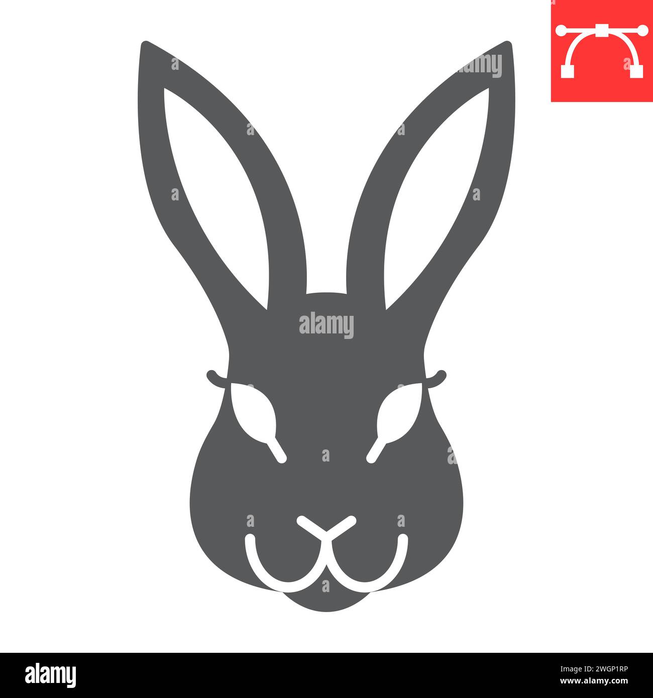 Rabbit glyph icon, Easter and animal, bunny face vector icon, vector ...
