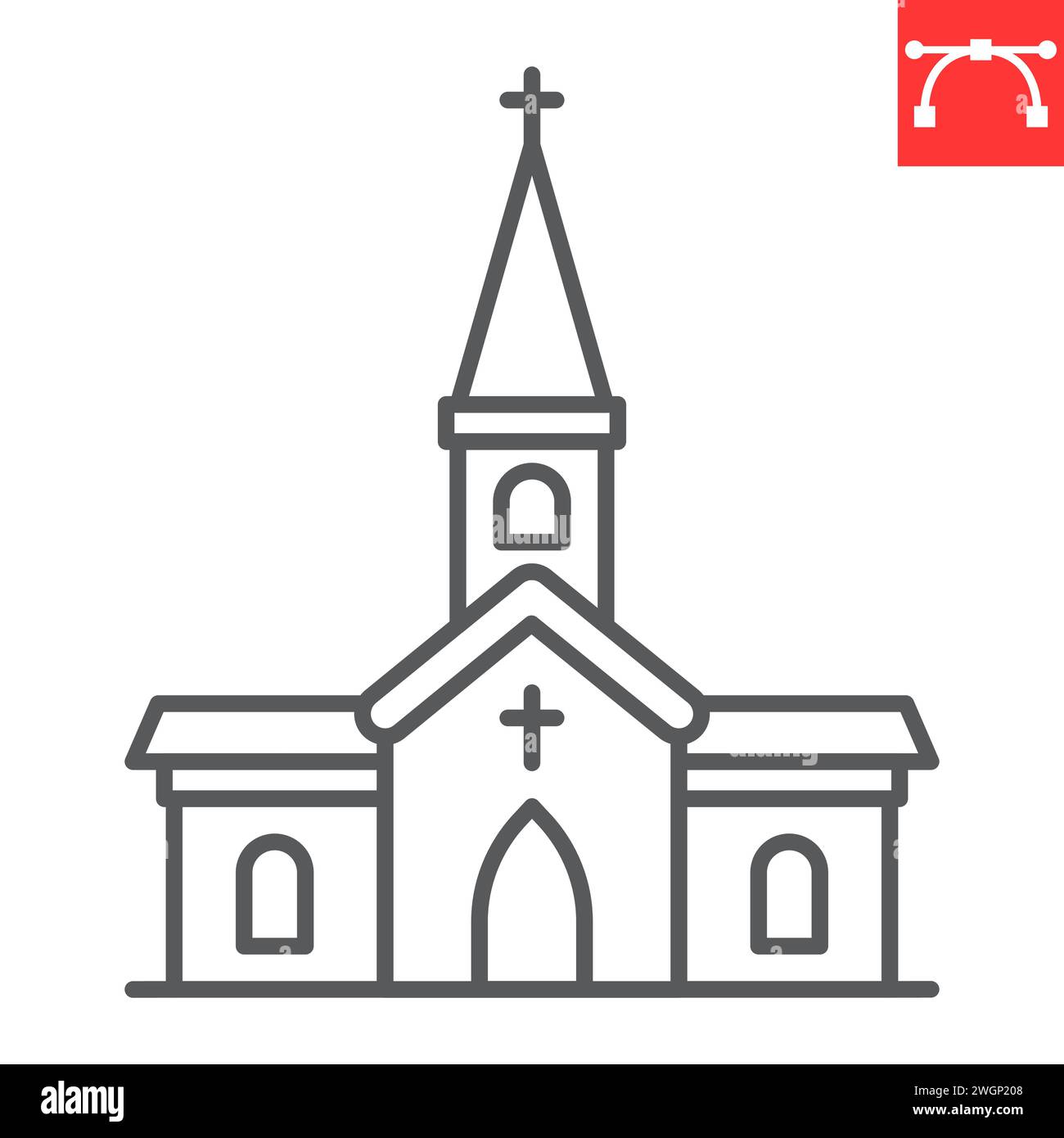 Church line icon, Easter and building, chapel vector icon, vector ...