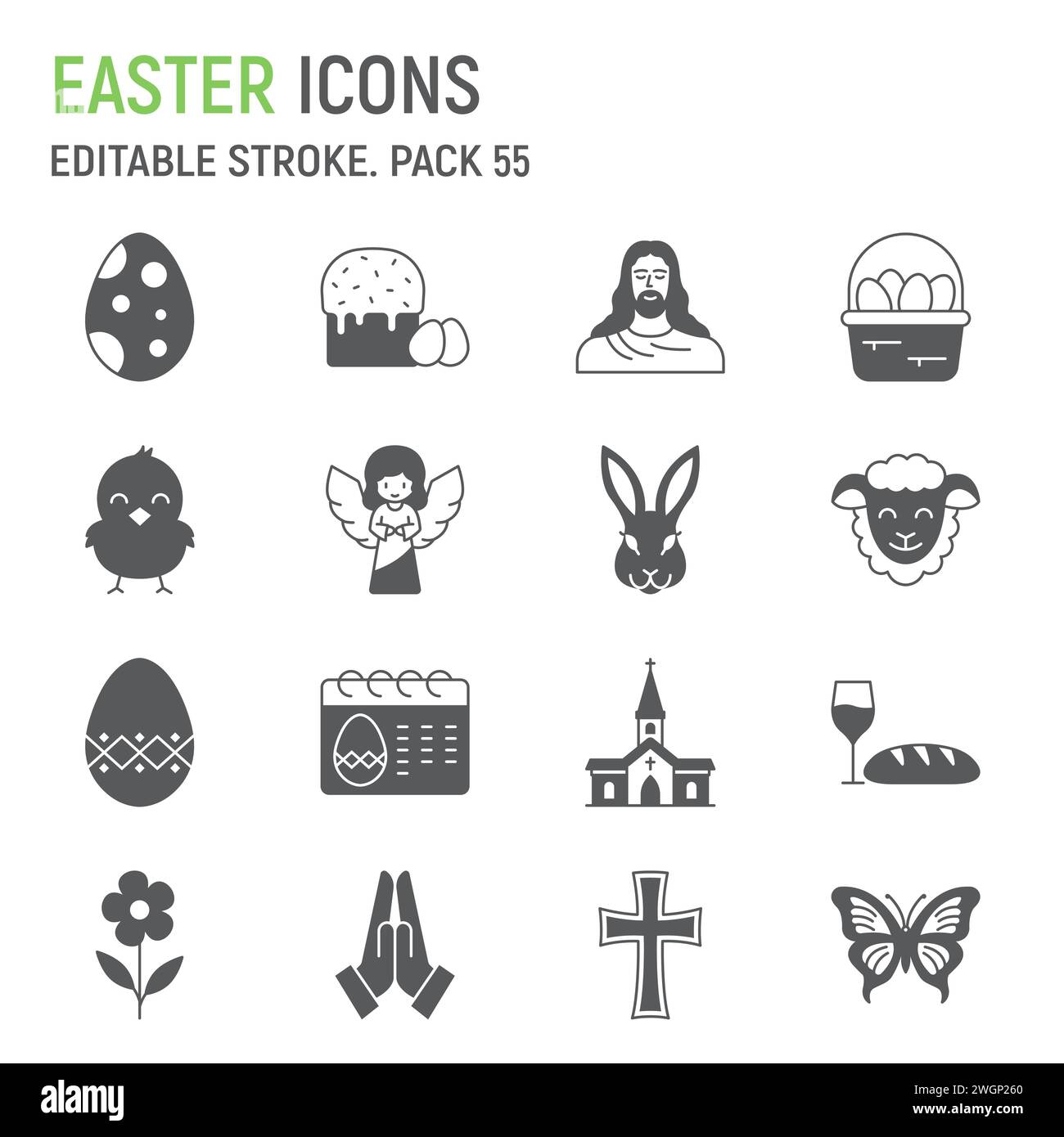 Easter glyph icon set, Christianity collection, vector graphics, logo ...