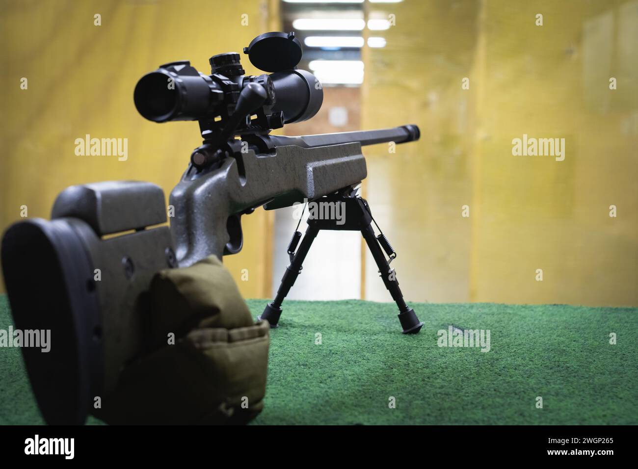 Sniper rifle in a shooting range, close-up photo. High quality photo ...