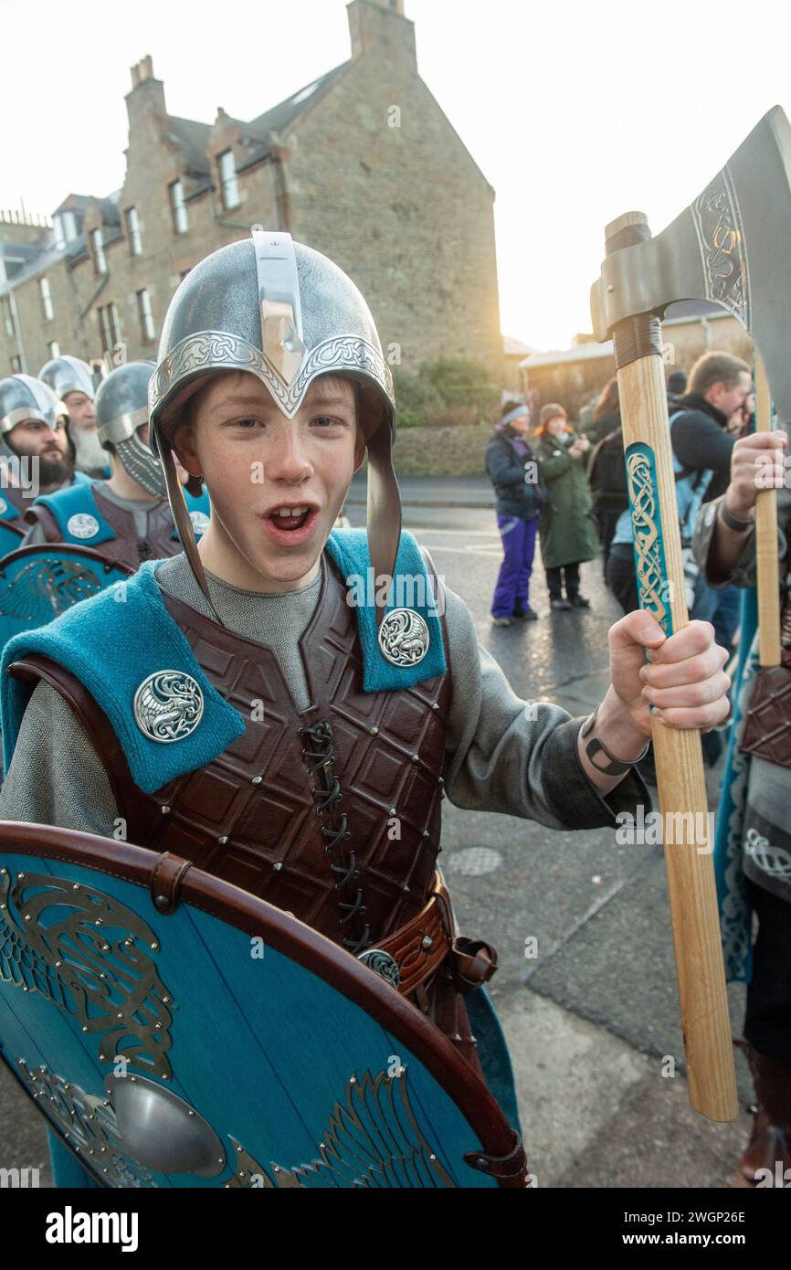 Members of the 2024 Jarl Squad marching through Lerwick on the Shetland ...
