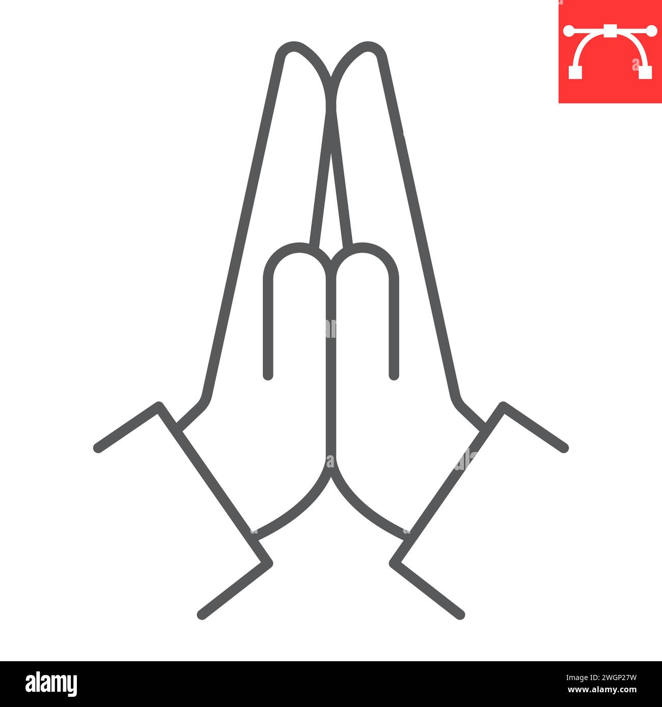 Praying hands line icon, Easter and religion, please gesture vector ...