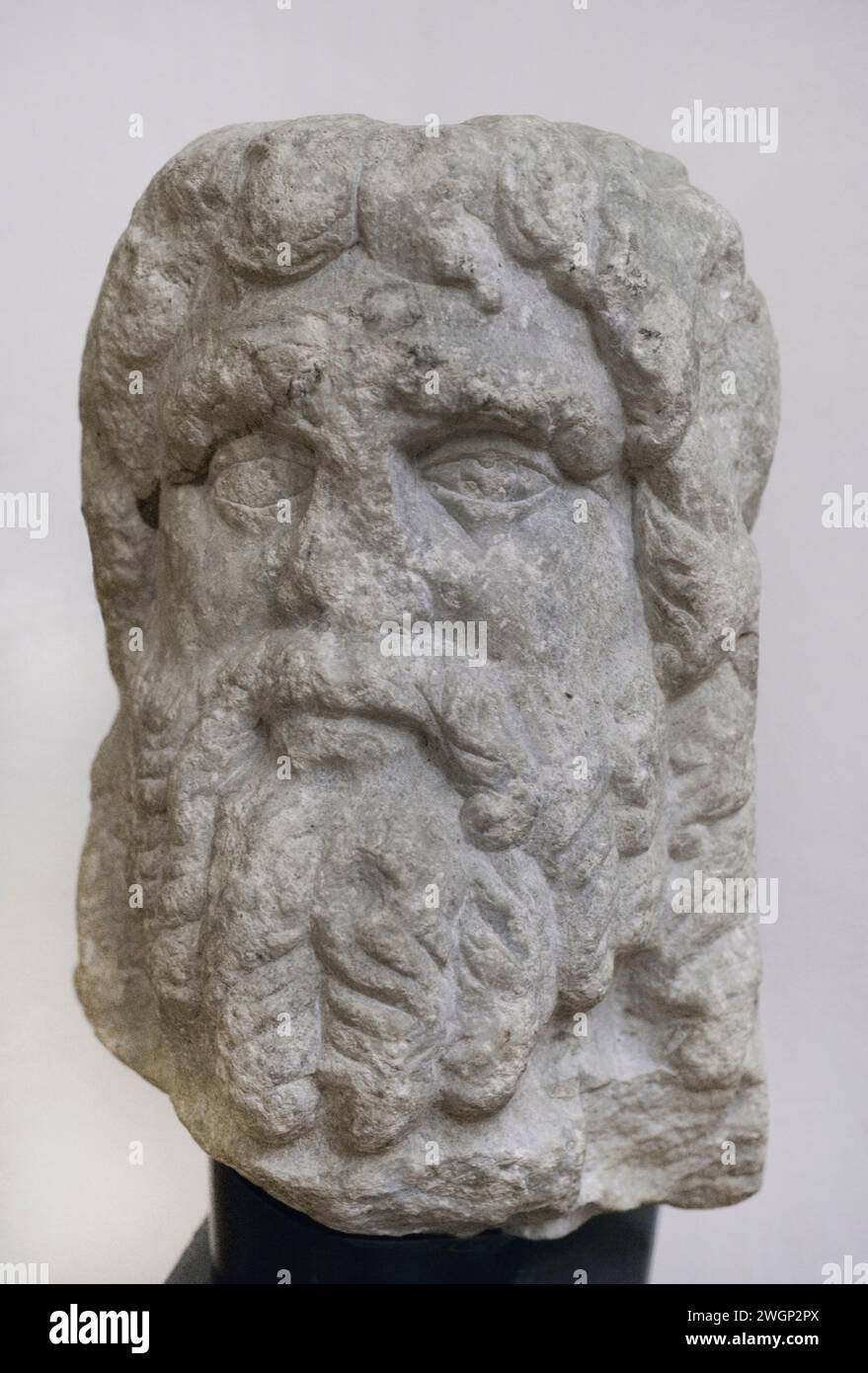 Zeus. Head of a marble statue. Second half of the 2nd century AD. From ...