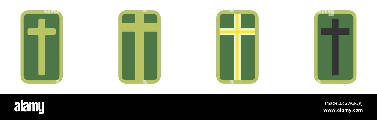 Military patch with cross vector icon. Chaplain patch icon. Christian ...