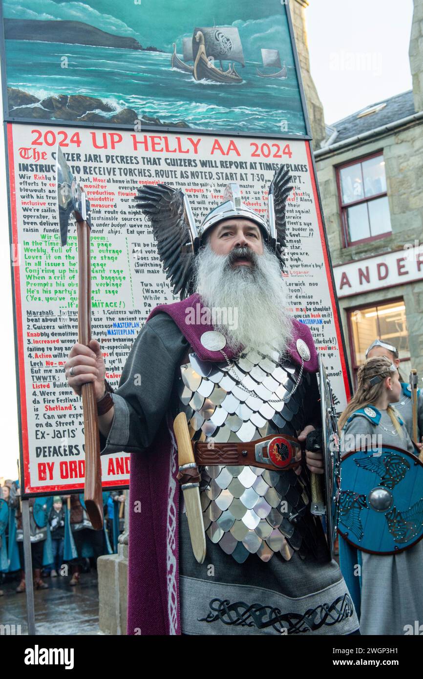 Members of the 2024 Jarl Squad marching through Lerwick on the Shetland ...