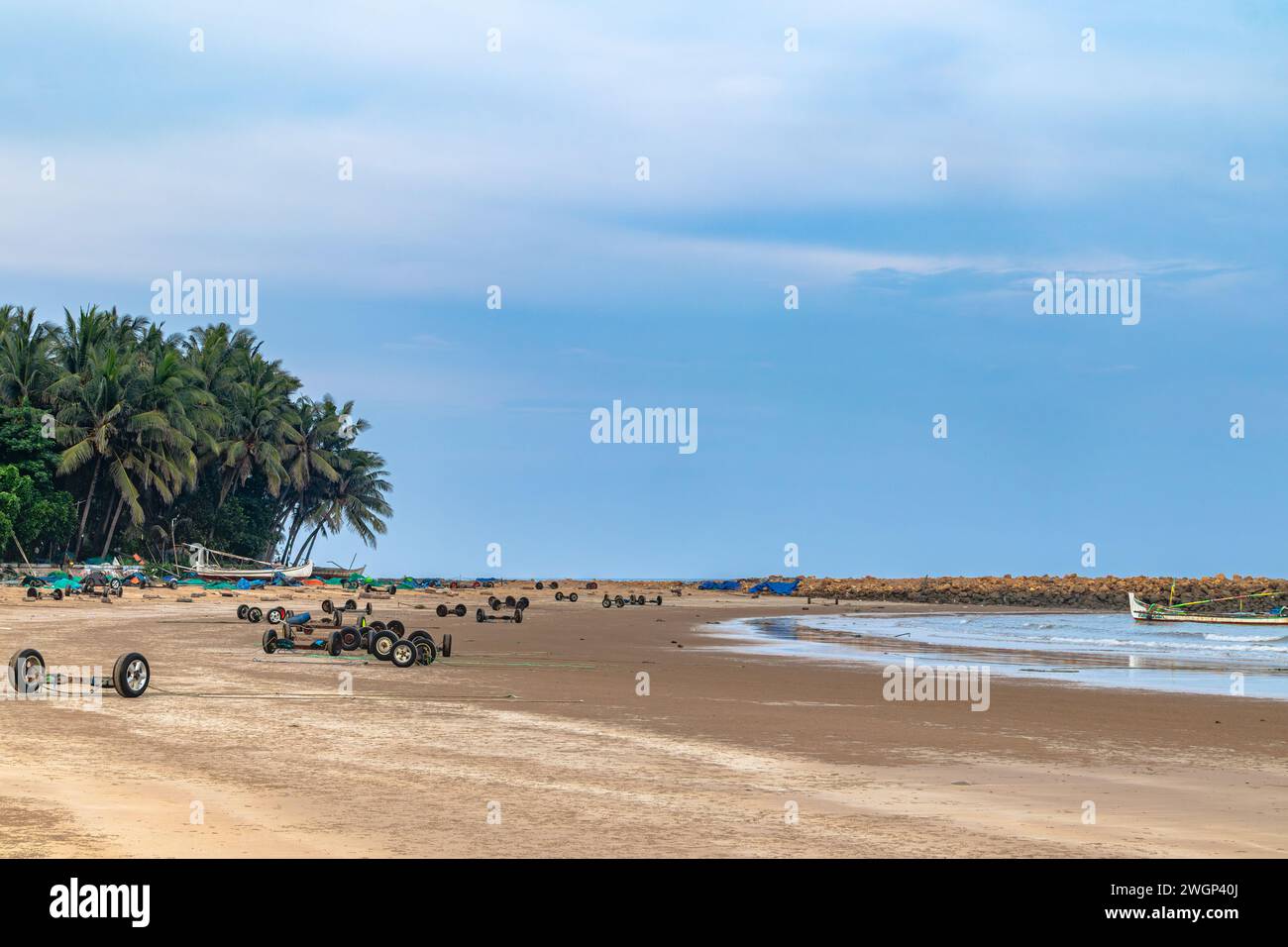 View of the beach used by local fishermen as a harborfor traditional ...